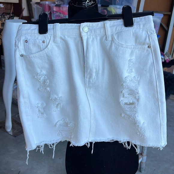 Skirts | Distressed Denim Mini Skirt | Poshmark